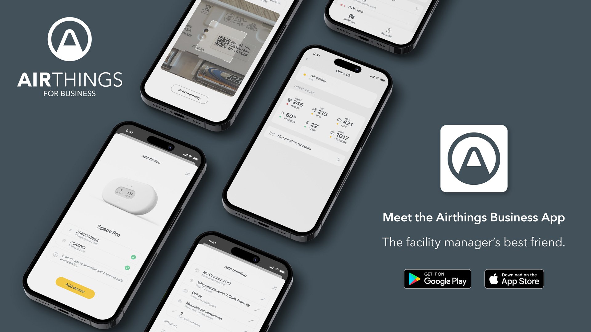 The Airthings Business App - Install Air Monitors in your building.
